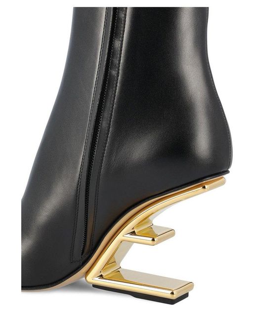Fendi First F-Shaped Heel Ankle Boots in Black | Lyst