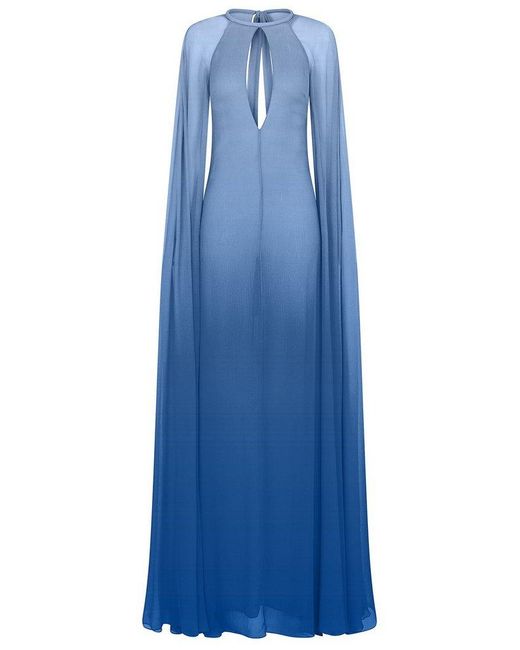 Tom Ford Cape Designed Georgette Maxi Dress in Blue | Lyst