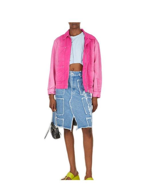 Lourdes Zipped Trucker Jacket in Pink | Lyst
