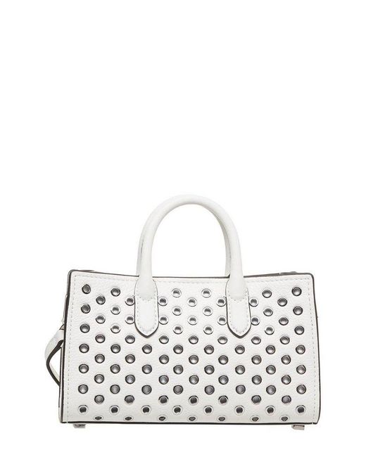 Michael Kors Scarlett Eyelets Handbag in White | Lyst