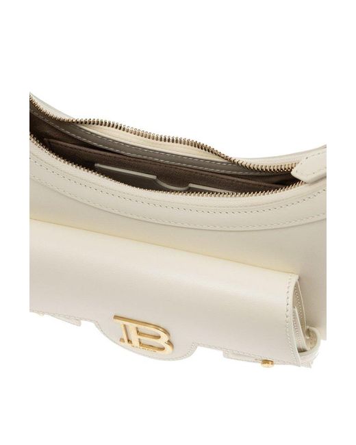 Balmain Leather Shoulder Bag With Logo in White | Lyst UK