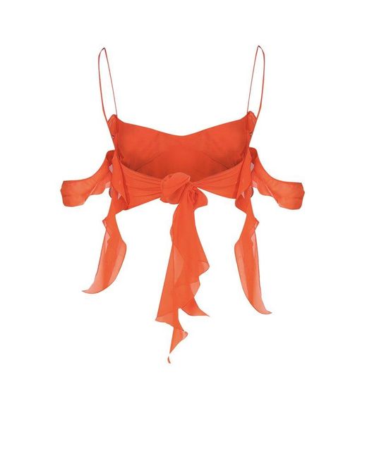 ANDAMANE Frilly Detailed Top in Red | Lyst