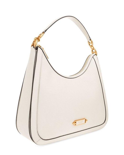 Kate Spade Logo-plaque Top Zipped Tote Bag in Natural | Lyst