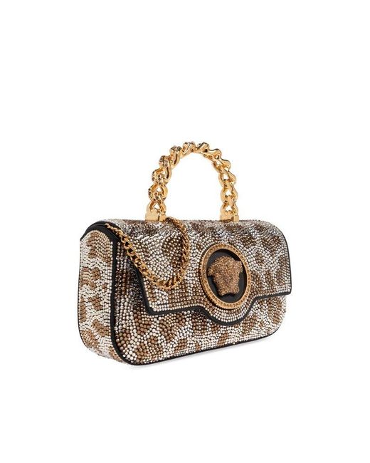 Versace La Medusa Leopard-Embellished Mini Handbag | Lyst