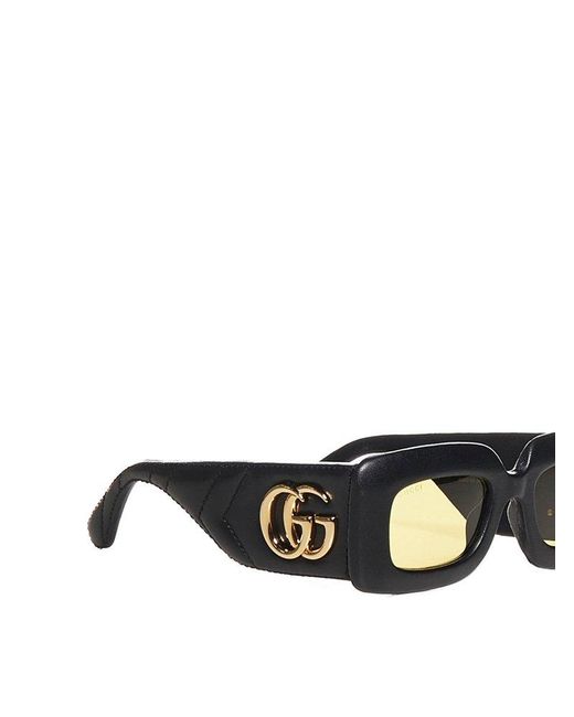 Gucci Rectangular Frame Sunglasses in Black | Lyst