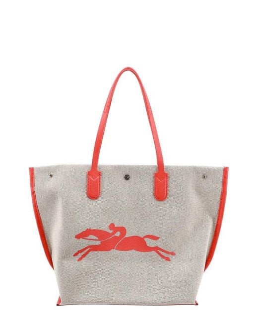 Longchamp Roseau Large Canvas Tote Bag in Gray | Lyst