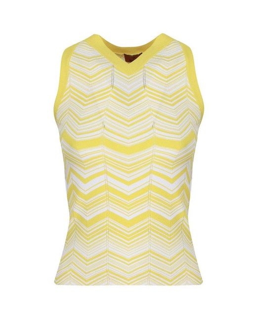 Missoni Zig-zag Pattern V-neck Knitted Vest in Yellow | Lyst Missoni Zig-zag Pattern V-neck Knitted Vest in Yellow | Lyst