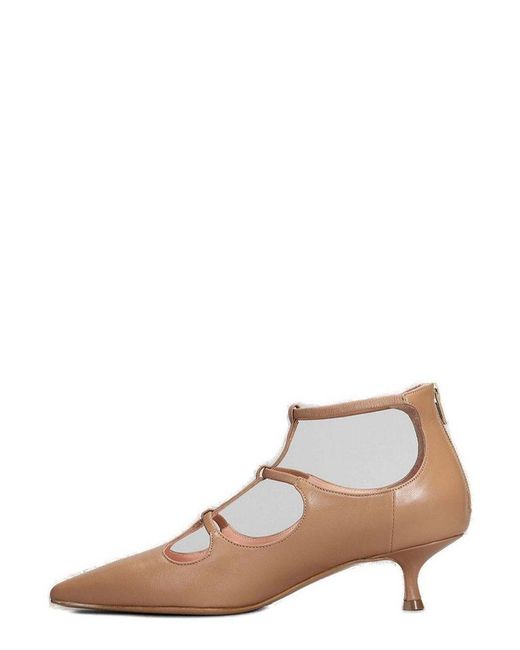 Anna F. Pointed Toe Strappy Pumps in Brown | Lyst