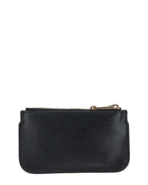 Gucci Logo Script Zip Key Case in Black | Lyst