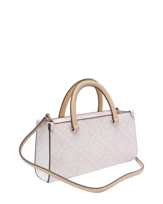 Tory Burch T Monogram Contrast Embossed Small Rectangular Tote Bag in ...