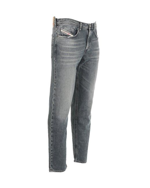 DIESEL Logo Patch Straight-Leg Jeans in Gray for Men | Lyst