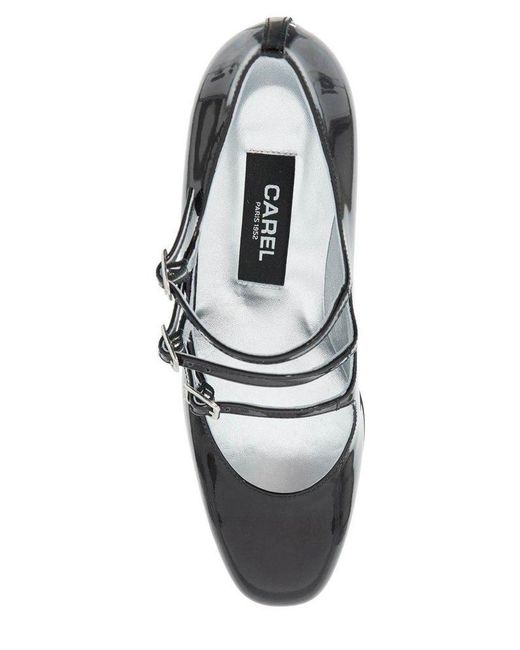 CAREL PARIS Kina Triple Strap Mary Jane Pumps in White | Lyst UK