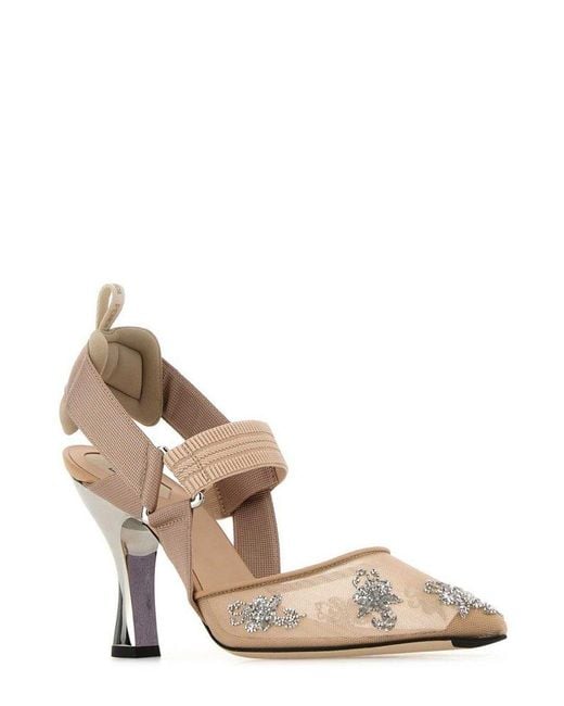 Fendi Colibrì Embellished Mesh Pumps in Pink | Lyst