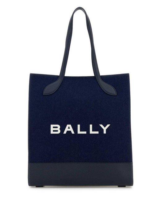 Bally Logo Printed Tote Bag in Blue | Lyst
