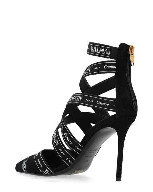 Balmain Couture Ribbon Crossover Strap Pumps in Black | Lyst