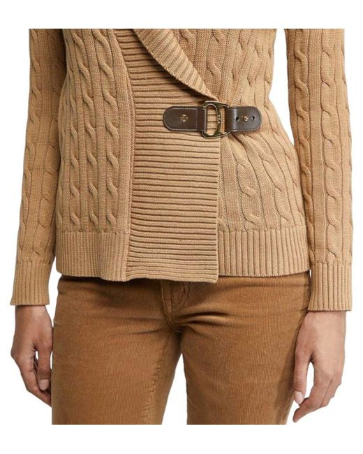 Ralph Lauren Donato Cable-Knit Cardigan in Brown | Lyst