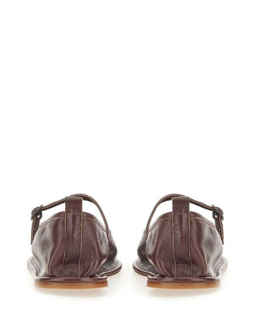 Hereu Dansa Supple Square-Toe Ballerina Shoes in Brown | Lyst