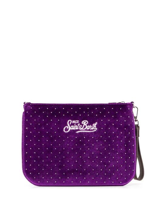 Mc2 Saint Barth Parisienne Embellished Velvet Pouch in Purple | Lyst