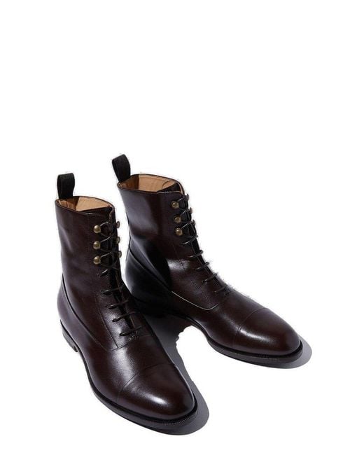 SCAROSSO Archie Round-Toe Lace-Up Boots in Brown for Men | Lyst