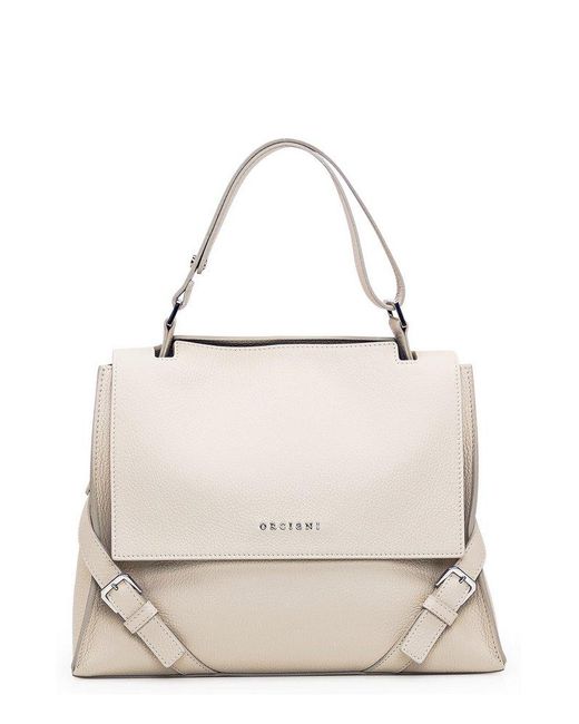 Orciani Sveva Logo Lettering Shoulder Bag in Natural | Lyst
