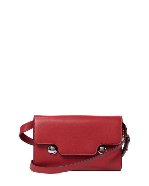 Marni Logo Debossed Foldover Top Crossbody Bag in Red | Lyst