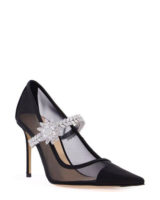 Mach & Mach Lotus Flower Mesh Pumps in Black | Lyst