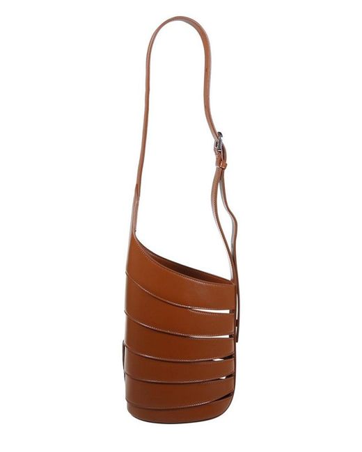 Alaïa Cut Out Detailed Babel Small Shoulder Bag in Brown | Lyst