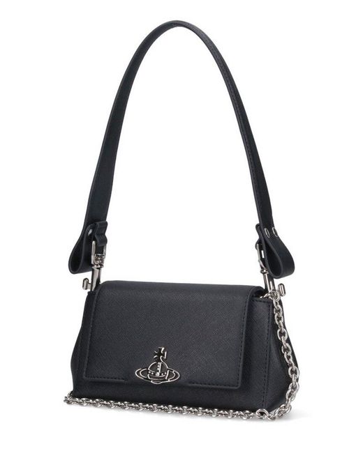 Vivienne Westwood Hazel Orb Plaque Small Shoulder Bag in Black | Lyst