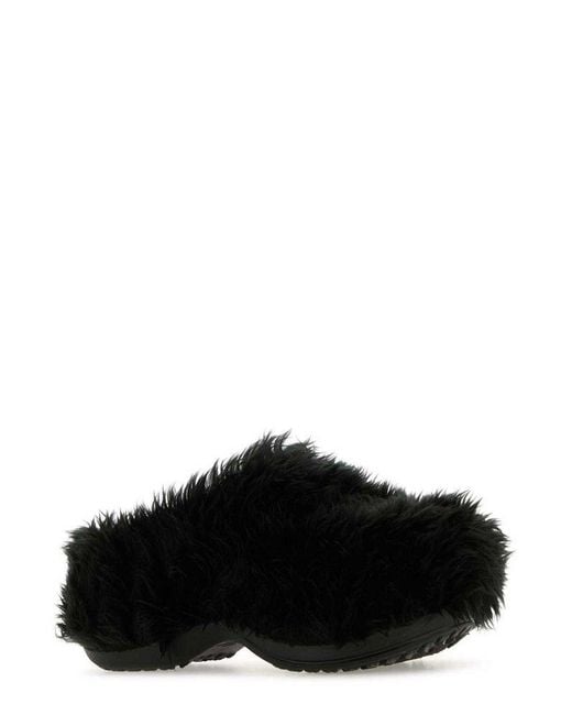 Balenciaga Fluffy Slippers In Black For Men Lyst