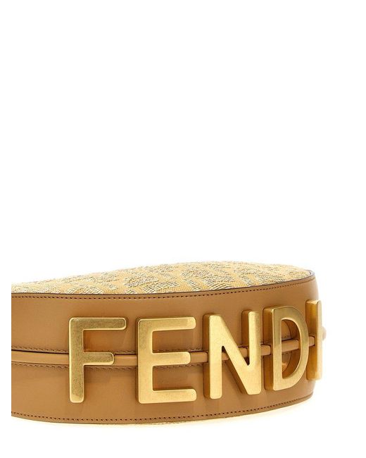 Fendi Graphy Logo Lettering Mini Hobo Bag in Metallic | Lyst