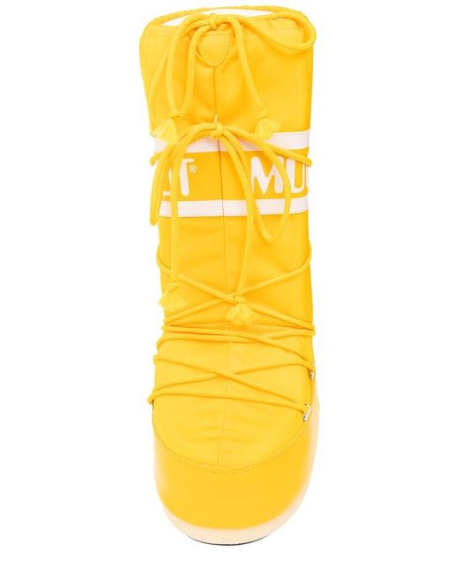 Moon Boot Icon Logo Printed Lace-up Boots in Yellow for Men | Lyst