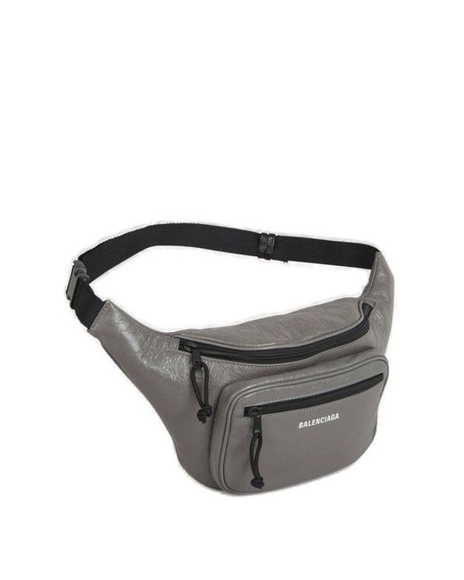 Balenciaga Logo Embossed Explorer Belt Bag in Gray for Men | Lyst