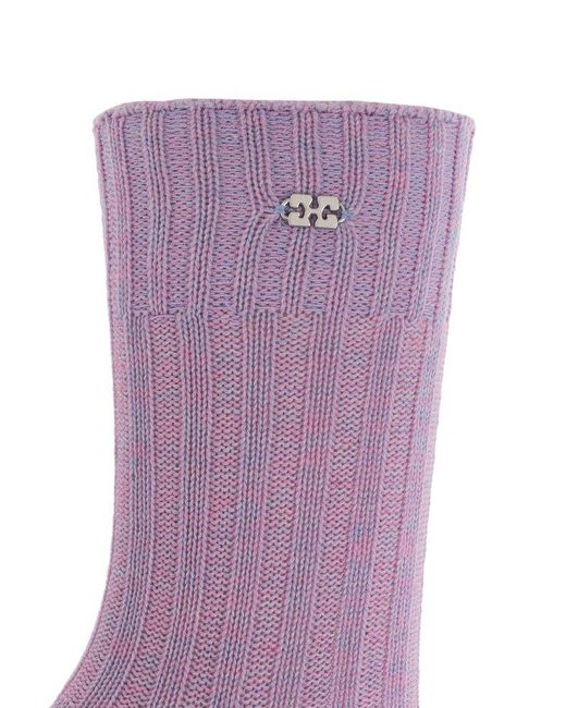 Ganni Socks With Logo in Purple | Lyst UK
