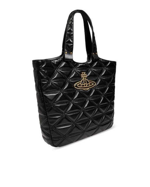 Vivienne Westwood Orb Plaque Quilted Large Tote Bag in Black | Lyst