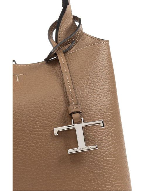 Tod's T Timeless Mini Bucket Bag in Brown | Lyst