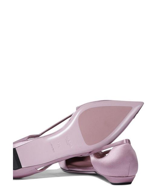 Prada Logo Printed Cut-Out Detailed Ballerinas in Pink | Lyst