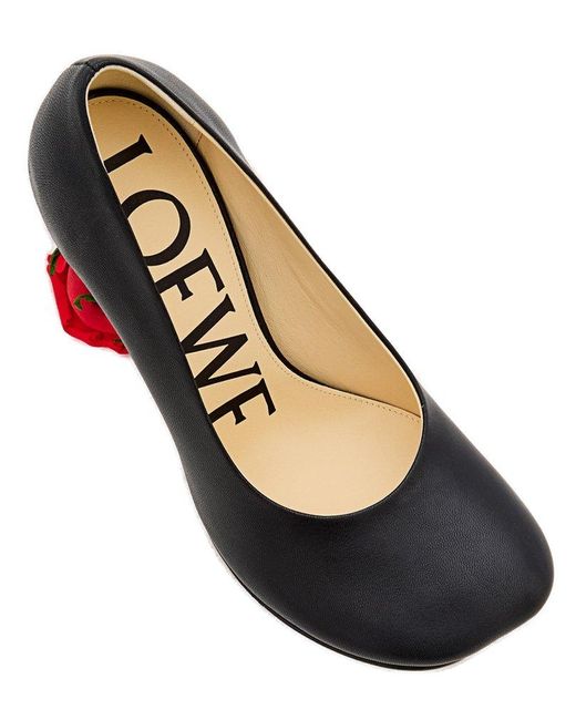 Loewe Rose Heel Square Toe Pumps in Black | Lyst