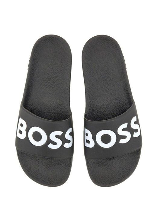 BOSS Aryeh Open Toe Slip-On Slides in Black for Men | Lyst UK