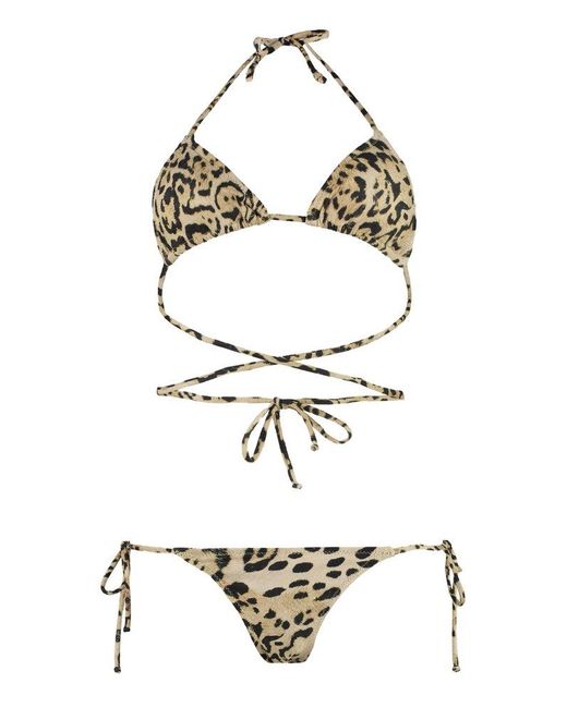 Reina Olga Leopard Print Triangle Bikini Set In White Lyst