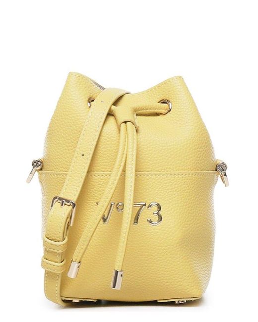 V73 Bag Logo-Lettering Drawstring Bucket Bag in Yellow | Lyst