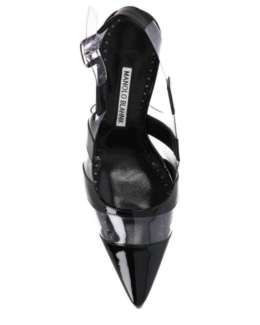 Manolo Blahnik Uxra Pointed-Toe Slingback Pumps in Black | Lyst