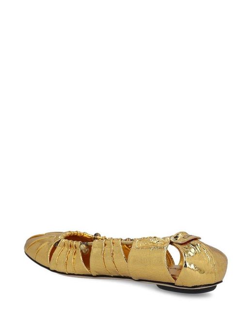Chloé Luna Cut-Out Metallic Ballet Flats | Lyst