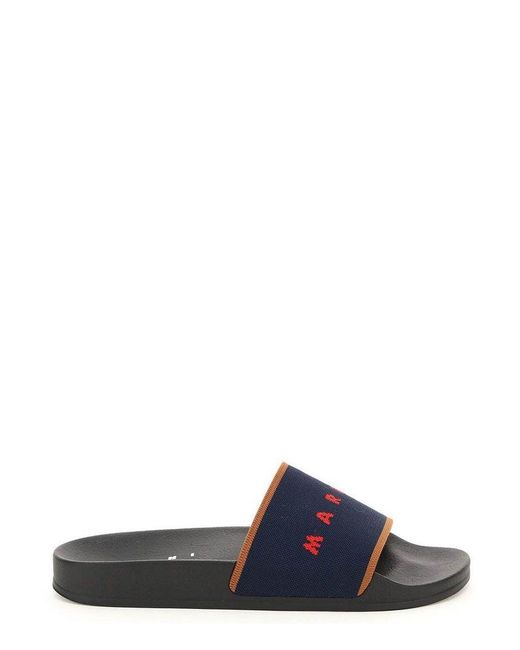 Marni Rubber Stretch Logo Jacquard Slides in Navy (Blue) | Lyst Canada