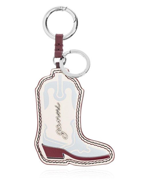 Ganni Leather Keychain in White | Lyst
