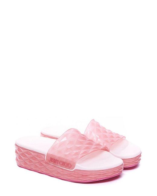 Jimmy Choo Diamond Platform Slides in Pink | Lyst