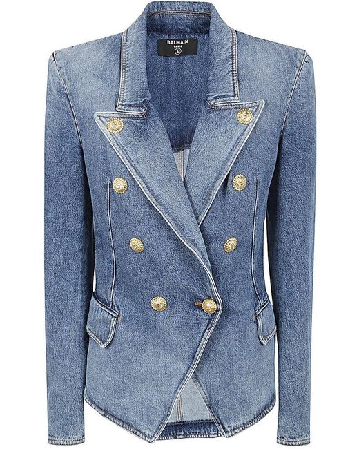 Balmain 8-button Denim Jacket in Blue | Lyst