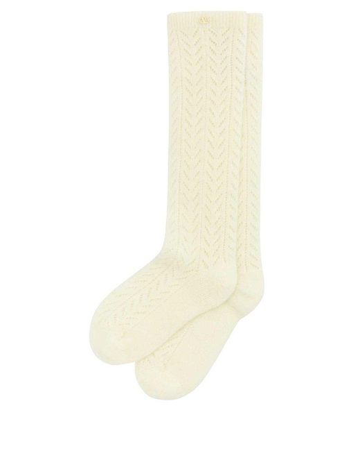 Valentino Logo Plaque Socks in White | Lyst