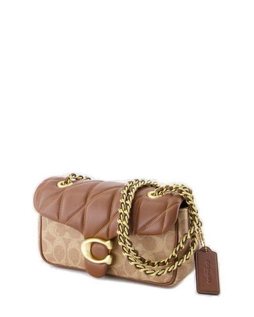 COACH Quilted Tabby Foldover Shoulder Bag in Brown | Lyst
