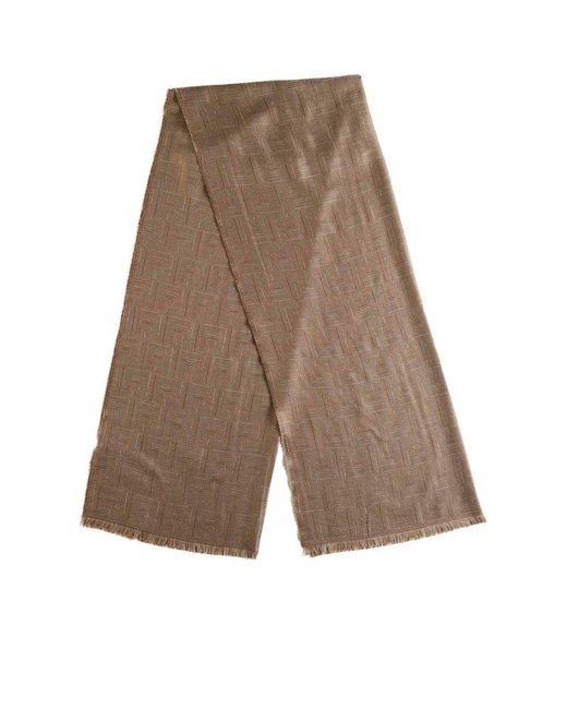 Fendi Allover Ff Motif Frayed-Edge Scarf in Brown for Men | Lyst