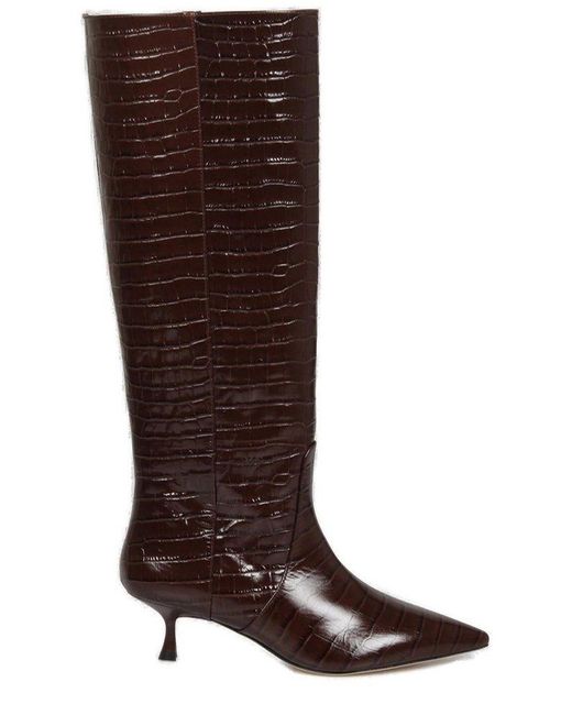 Stuart Weitzman Naomi Embossed Boots in Brown | Lyst